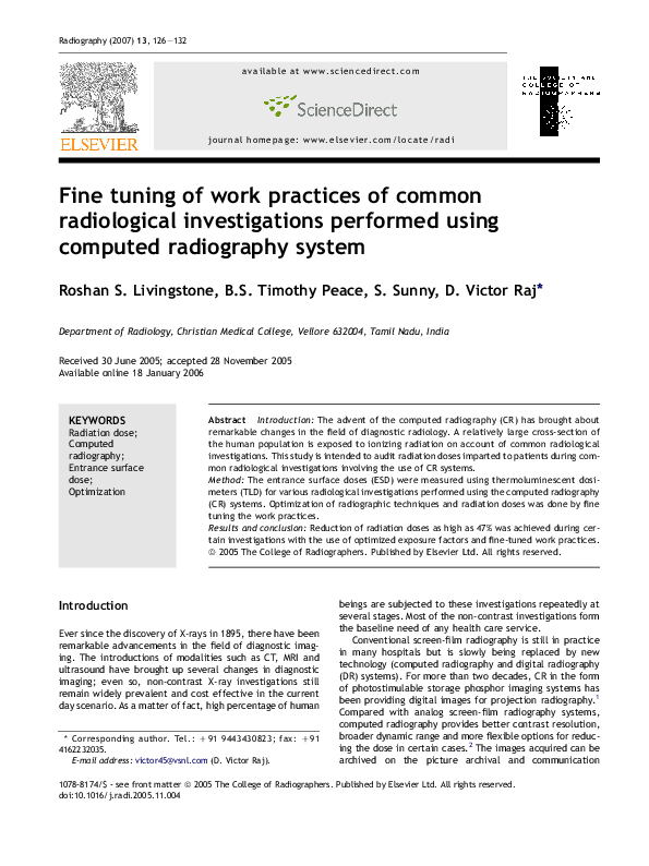 (PDF) Fine tuning of work practices of common radiological ...