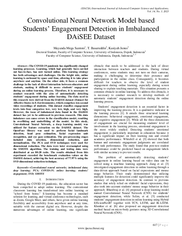 (PDF) Convolutional Neural Network Model based Students’ Engagement Detection in Imbalanced ...