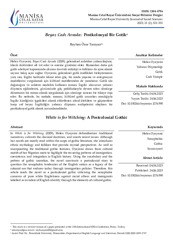 (PDF) White is for Witching: A Postcolonial Gothic