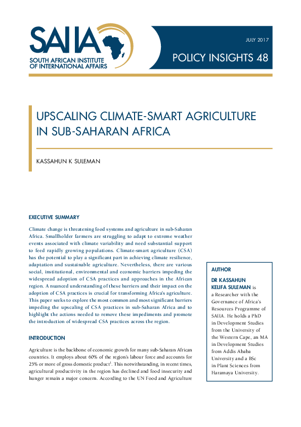 (PDF) Upscaling Climate-Smart Agriculture in Sub-Saharan Africa
