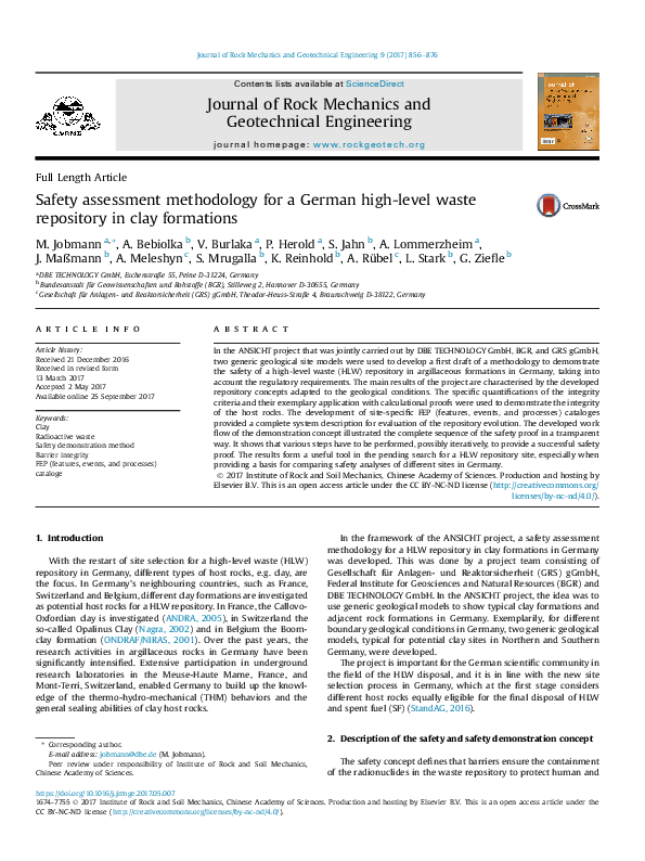 (PDF) Safety Assessment for German HLW Repositories