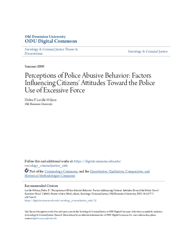 (PDF) Perceptions of Police Abusive Behavior: Factors Influencing ...
