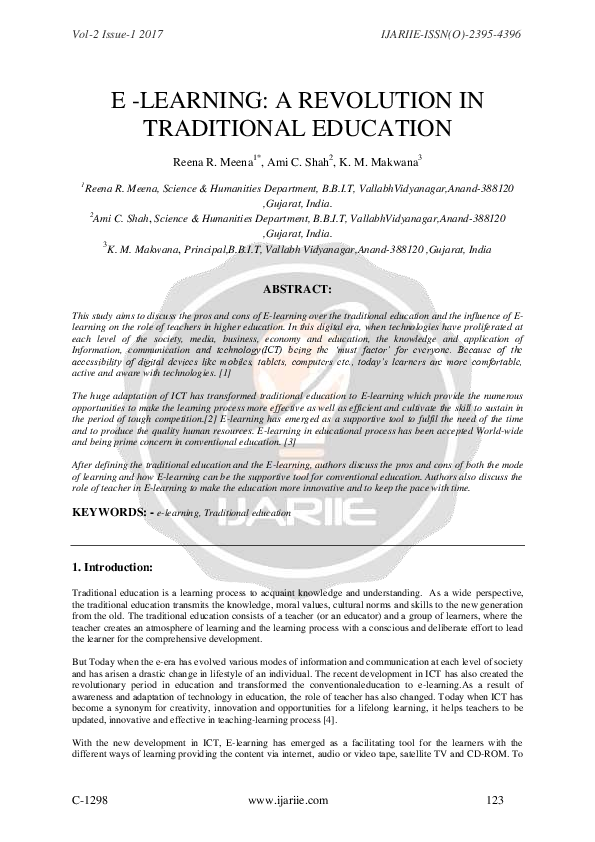 (PDF) E-Learning: A Revolution in Traditional Education