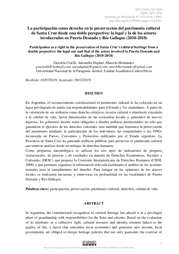 (PDF) La participación como derecho en la preservación del patrimonio cultural de Santa Cruz ...