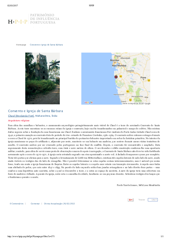 (PDF) Convento e Igreja de Santa Bárbara, Chaul (Maharashtra, Índia)