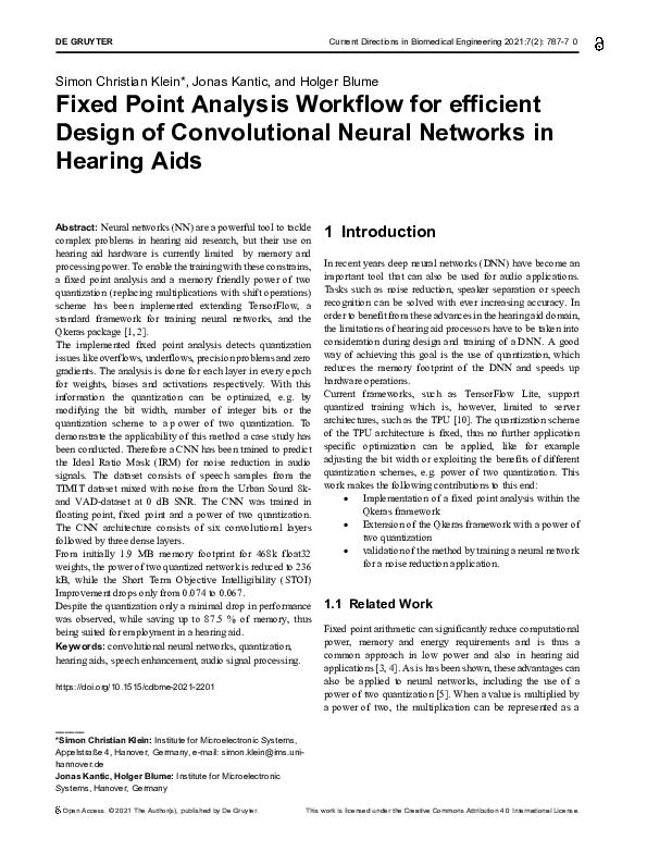 (PDF) Fixed Point Analysis Workflow for efficient Design of Convolutional Neural Networks in ...