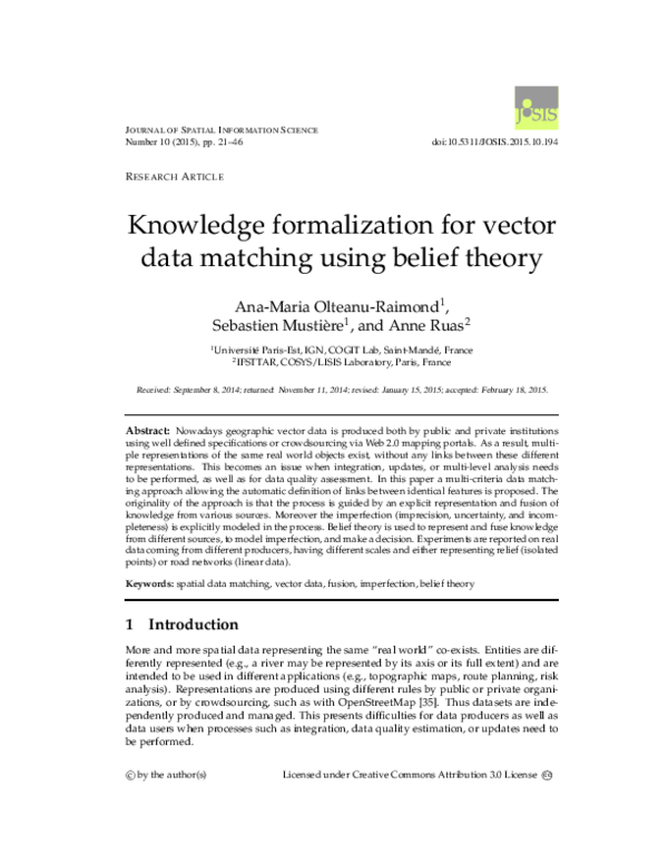 (PDF) Knowledge formalization for vector data matching using belief theory