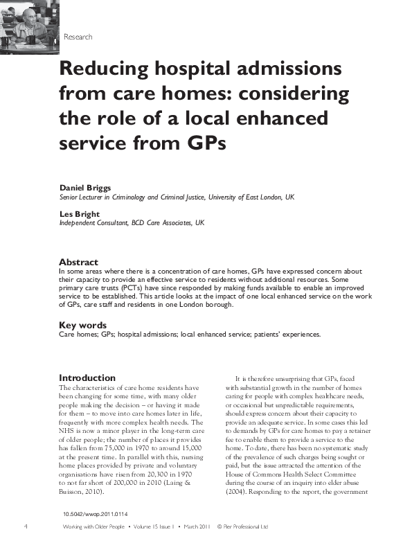 (PDF) Reducing hospital admissions from care homes: considering the ...