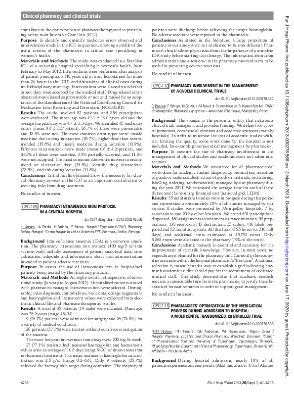 (PDF) CPC-109 Pharmacy Intravenous Iron Protocol in a Central Hospital