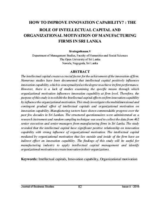 (PDF) How to Improve Innovation Capability? : The Role of Intellectual Capital and ...