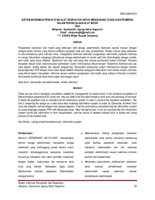 (PDF) Sistem Informasi Pencatatan Alat Kesehatan Untuk Mendukung Tugas ...