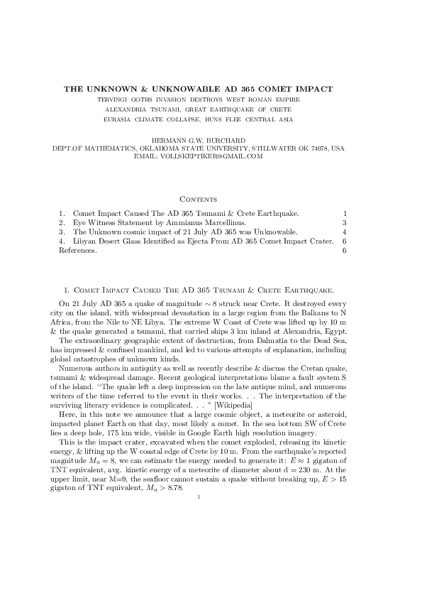 (PDF) THE UNKNOWN & UNKNOWABLE AD 365 COMET IMPACT TERVINGI GOTHS ...