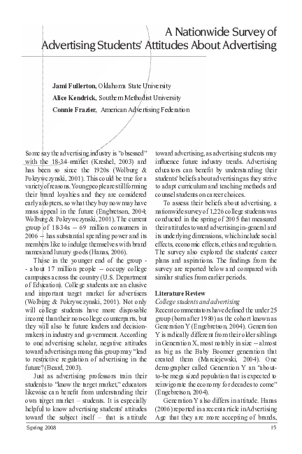 (PDF) A Nationwide Survey of Advertising Students' Attitudes about ...