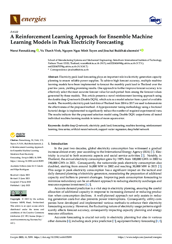 (PDF) A Reinforcement Learning Approach for Ensemble Machine Learning Models in Peak Electricity ...