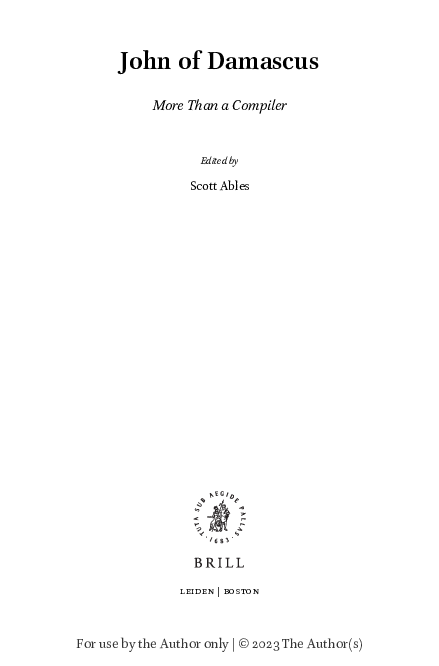 (PDF) Imago Dei: Functionality of the Divine Image of John Damascus