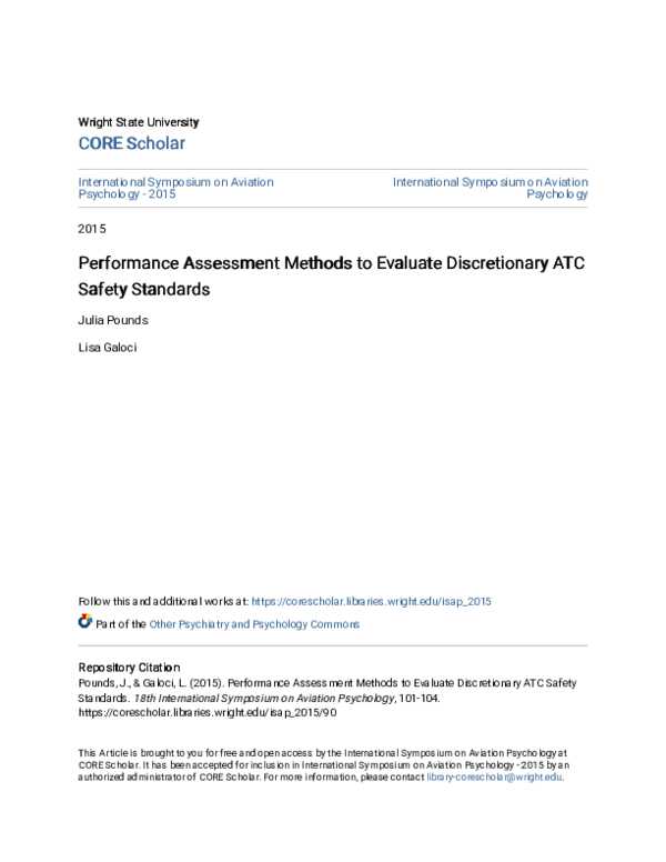 (PDF) Performance Assessment Methods to Evaluate Discretionary ATC Safety Standards