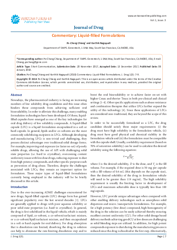 (PDF) Commentary: Liquid-filled Formulations