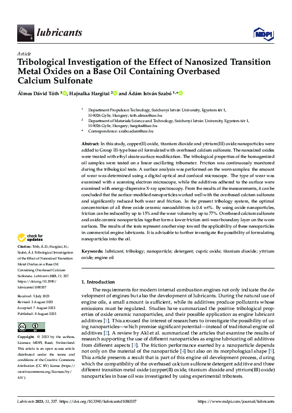 (PDF) Tribological Investigation of the Effect of Nano-Sized Transition ...