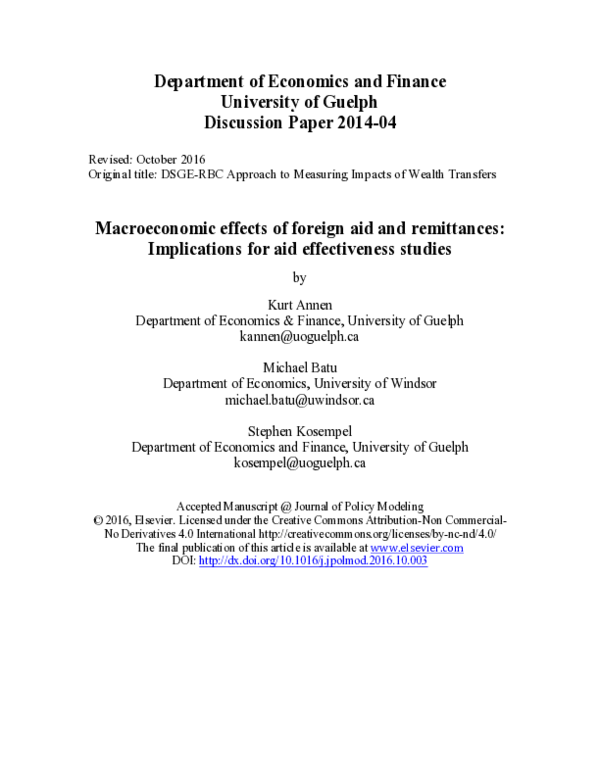 (PDF) Macroeconomic effects of foreign aid and remittances ...