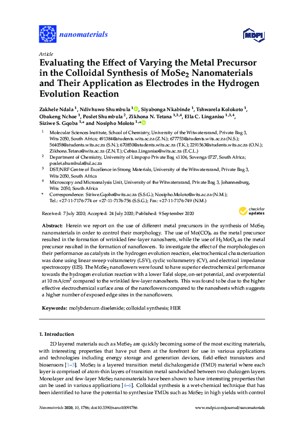(PDF) Evaluating the Effect of Varying the Metal Precursor in The ...