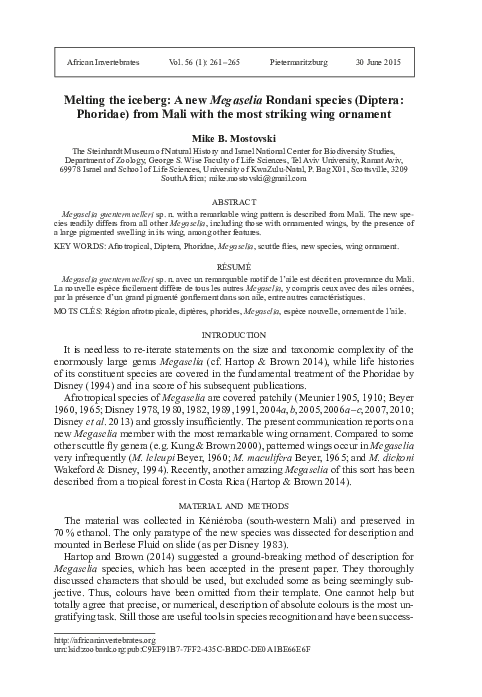 (PDF) Melting the Iceberg: A New Megaselia Rondani Species (Diptera ...