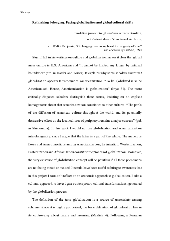 (PDF) Rethinking belonging: Facing globalization and global cultural shifts