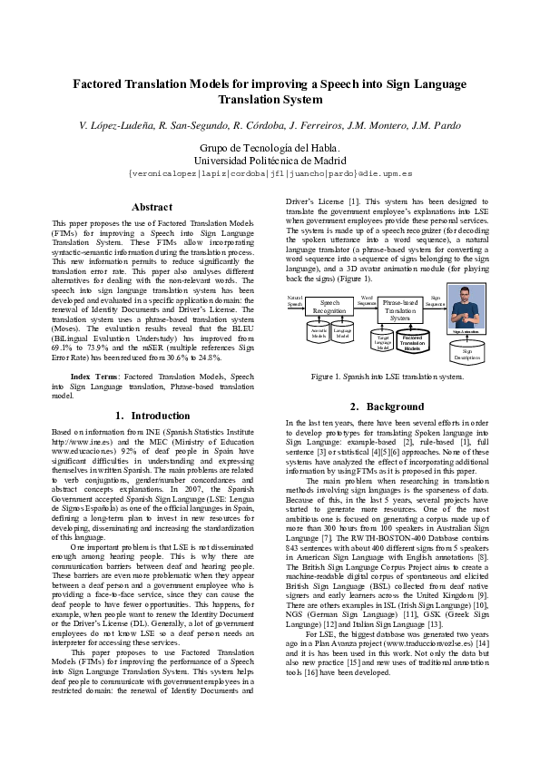 (PDF) Factored translation models for improving a speech into sign ...