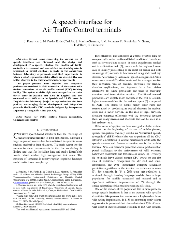 (PDF) Voice-Controlled Interface for Air Traffic Control Systems
