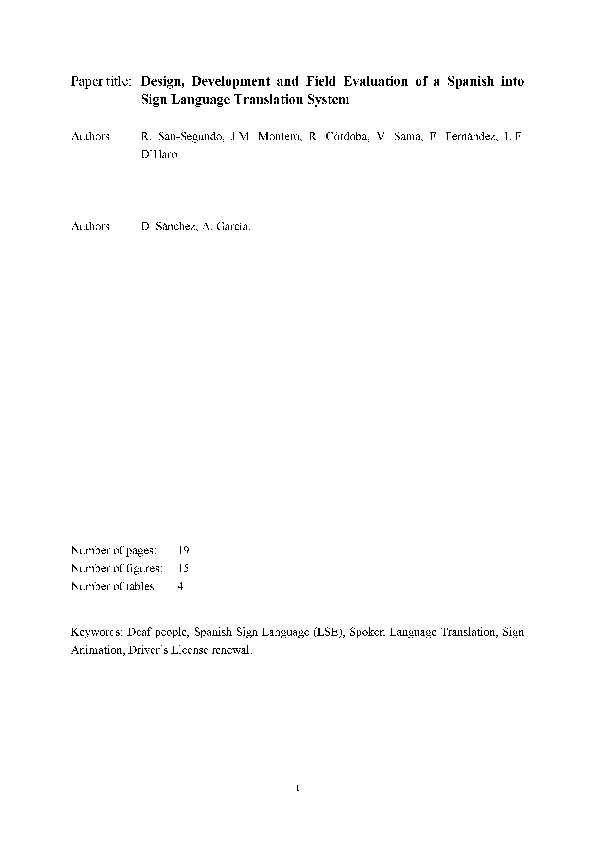 (PDF) Design, development and field evaluation of a Spanish into sign ...