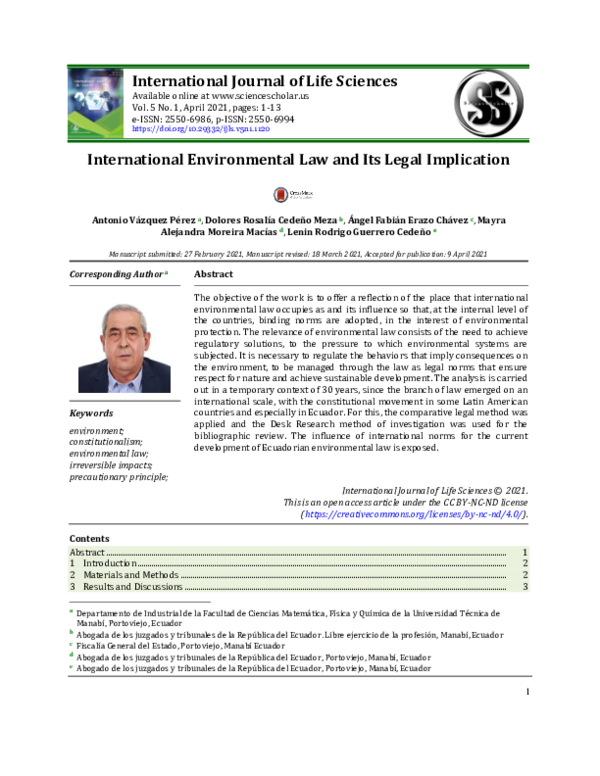(PDF) International environmental law and its legal implication