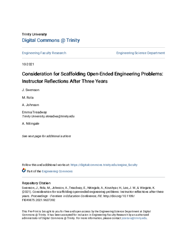 (PDF) Consideration for Scaffolding Open-ended Engineering Problems ...