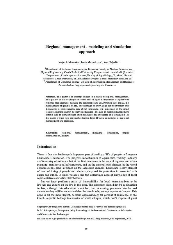 (PDF) Regional Management - Modeling and Simulation Approach | Vojtěch ...