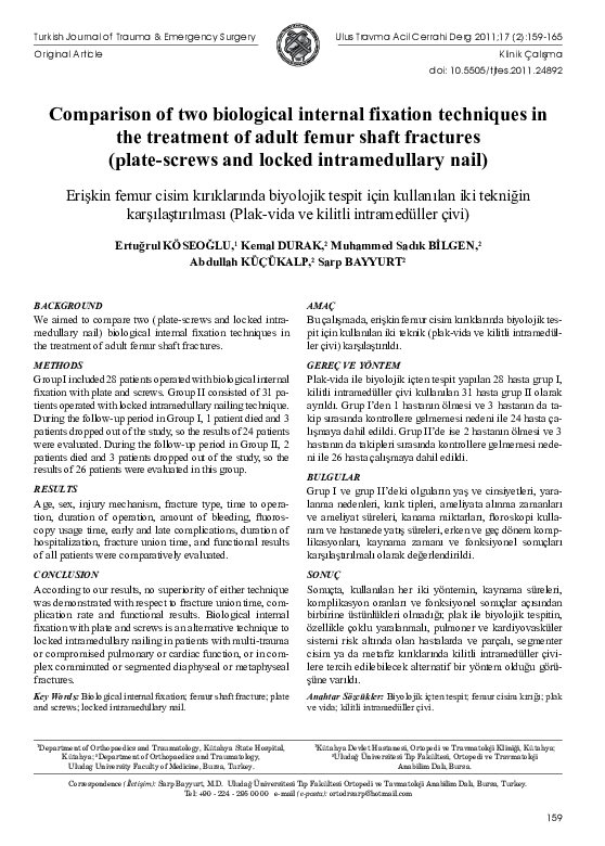 (PDF) Comparison Of Two Biological Internal Fixation Techniques In The ...