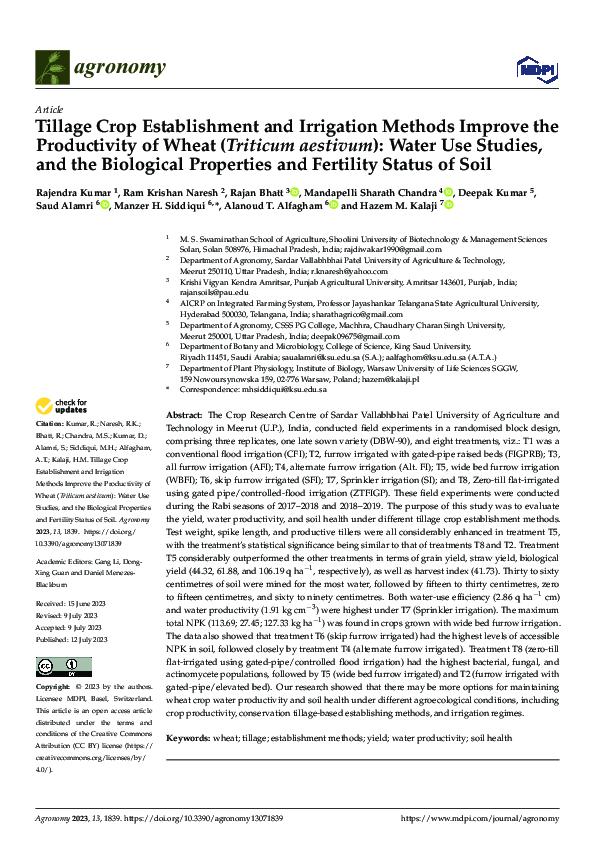 (PDF) Tillage Crop Establishment and Irrigation Methods Improve the ...