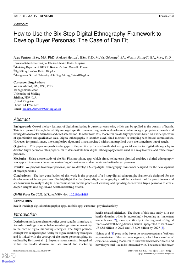 (PDF) How to Use the Six-Step Digital Ethnography Framework to Develop ...