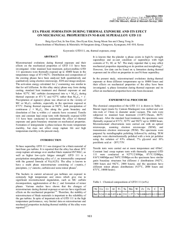 (PDF) ETA Phase Formation During Thermal Exposure and Its Effect on ...