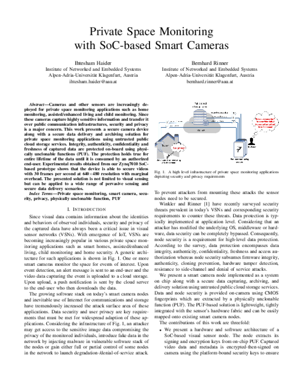 (PDF) Private Space Monitoring with SoC-Based Smart Cameras