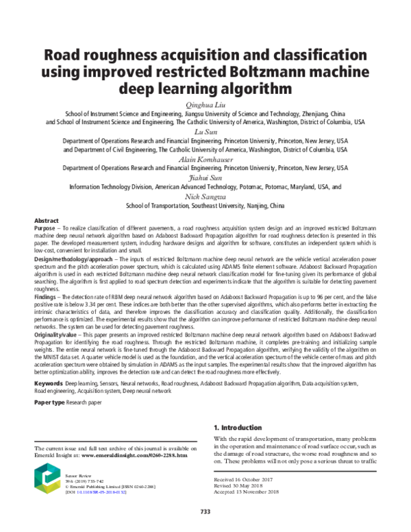 (PDF) Road roughness acquisition and classification using improved restricted Boltzmann machine ...