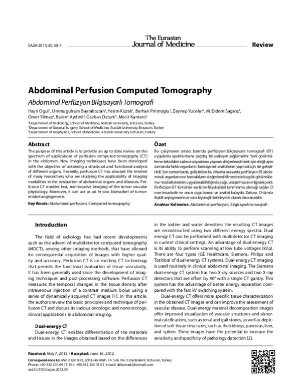 (PDF) Abdominal Perfusion Computed Tomography