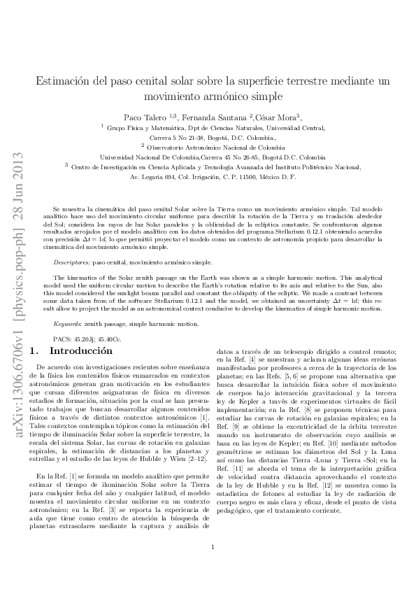 (PDF) Estimation of solar zenith passage on the Earth's surface by a ...