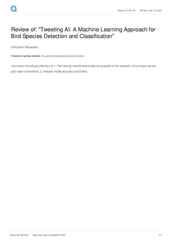 (PDF) Review of: "Tweeting AI: A Machine Learning Approach for Bird ...