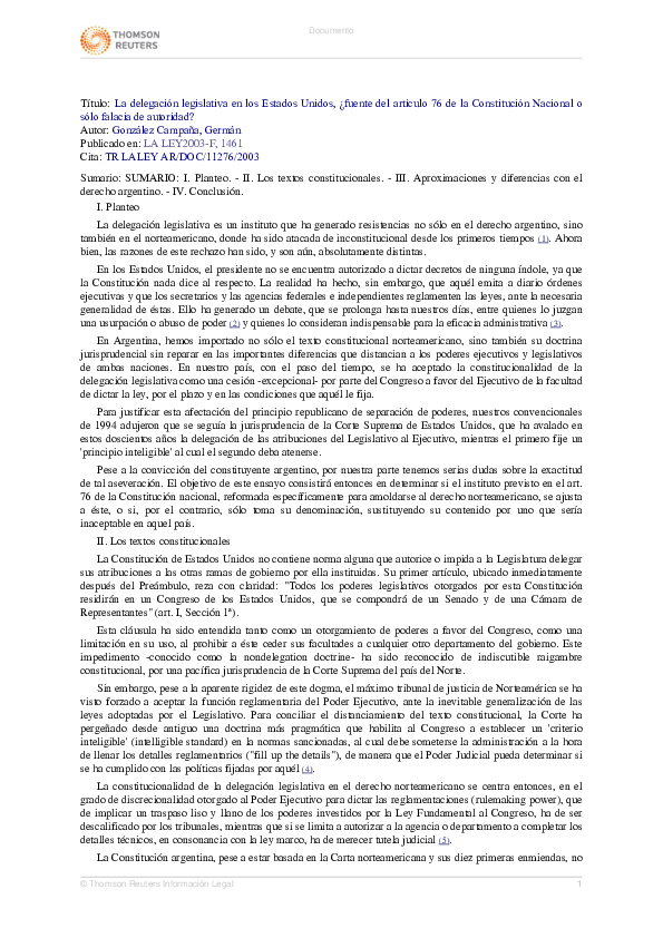 (PDF) La delegación legislativa en los Estados Unidos, ¿fuente del ...