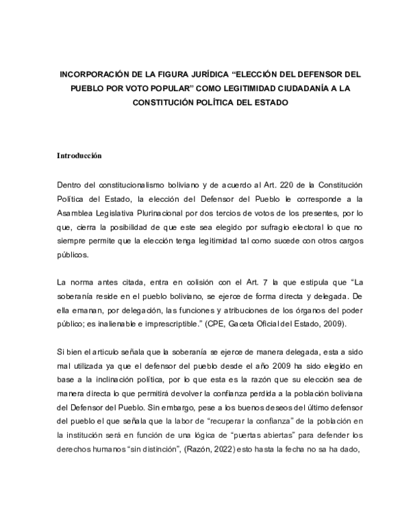 (DOC) INCORPORACIÓN DE LA FIGURA JURÍDICA "ELECCIÓN DEL DEFENSOR DEL ...
