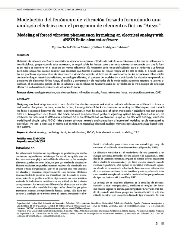 Pdf Modeling Of Forced Vibration Phenomenon By Making An Electrical