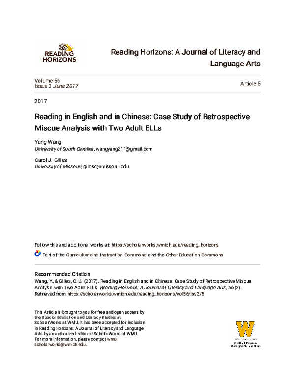 (PDF) Reading in English and in Chinese: Case Study of Retrospective ...