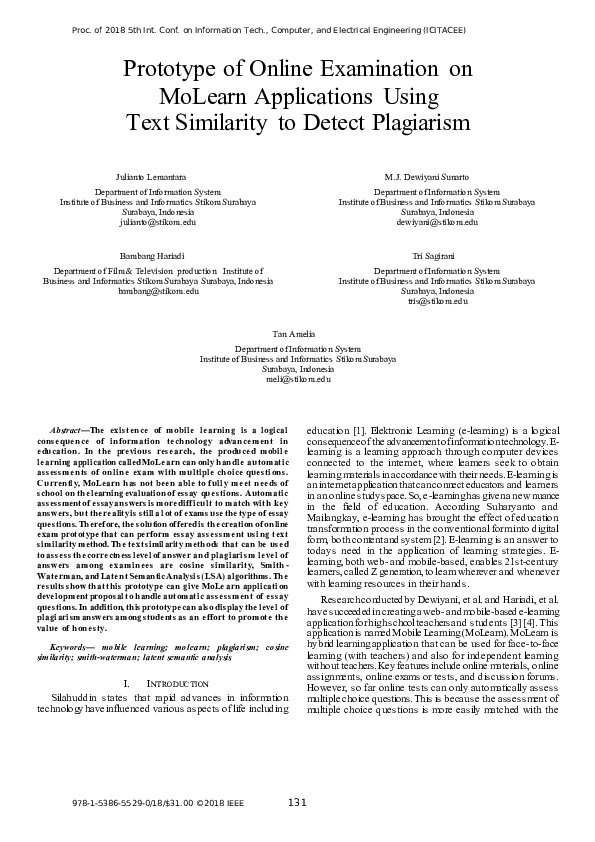 (PDF) Prototype of Online Examination on MoLearn Applications Using ...