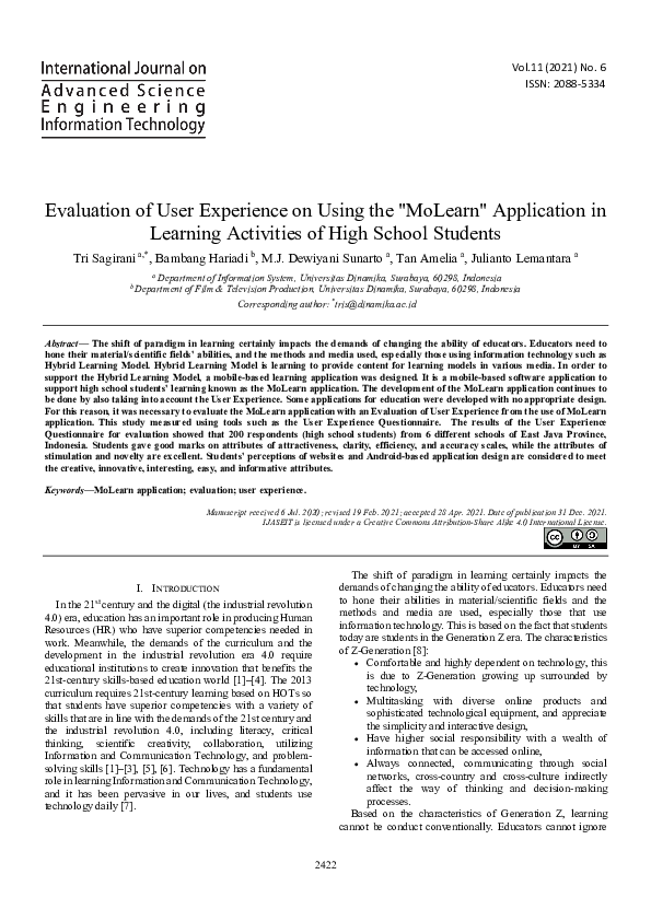 (PDF) Evaluation of User Experience on Using the "MoLearn" Application ...