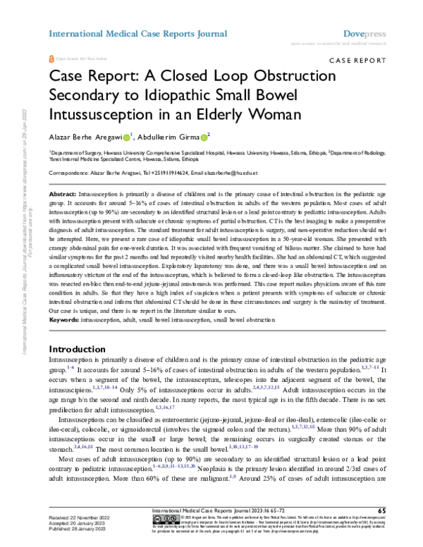 (PDF) Case Report: A Closed Loop Obstruction Secondary to Idiopathic ...
