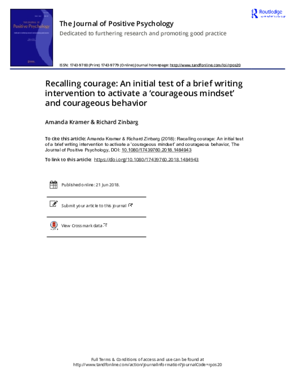 (PDF) Recalling courage: An initial test of a brief writing ...
