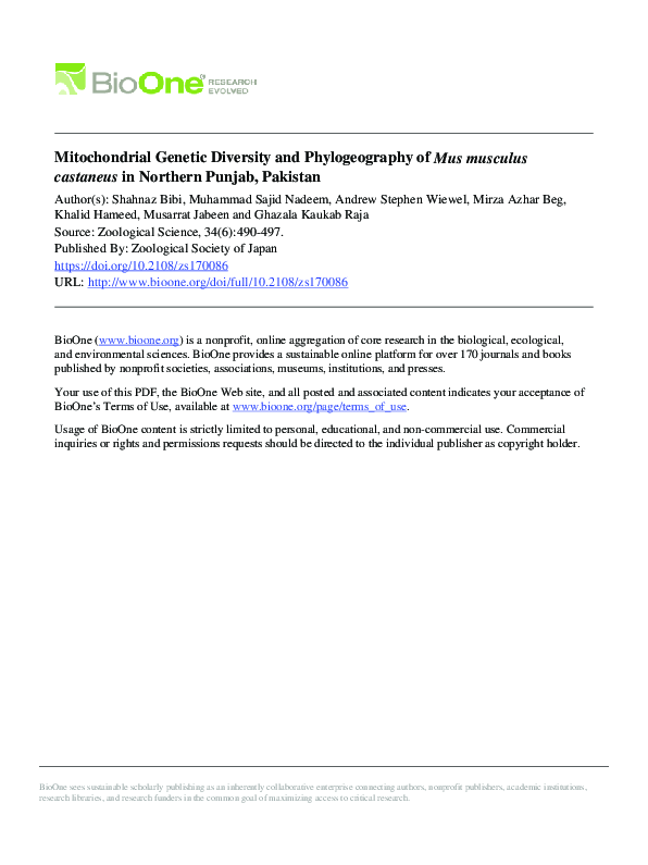 (PDF) Mitochondrial Genetic Diversity and Phylogeography of Mus ...